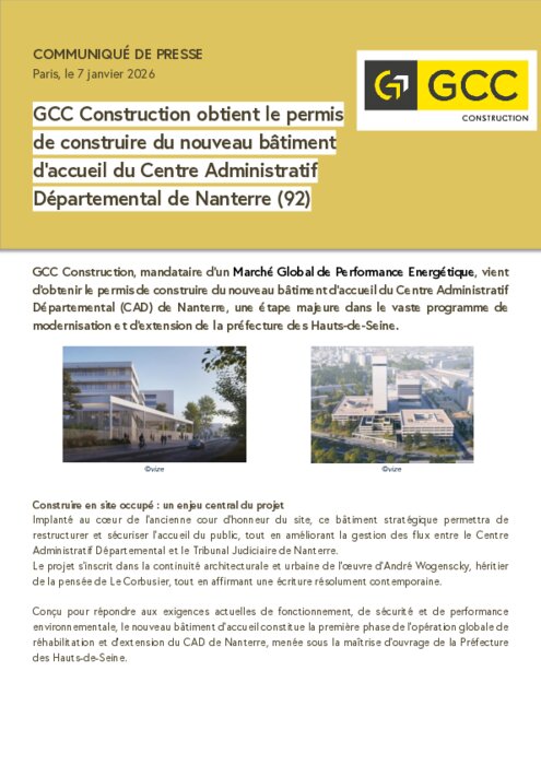 GCC Construction obtient le permis de construire du nouveau bâtiment d ...