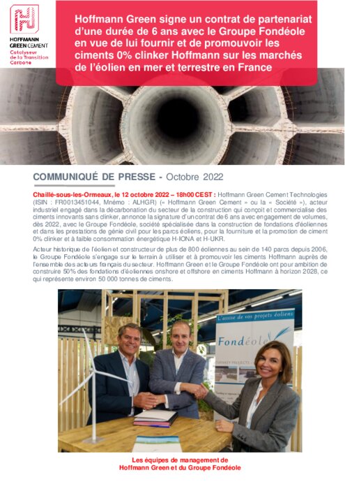 Ciment sans clinker : Hoffmann Green signe un partenariat de 6 ans avec ...